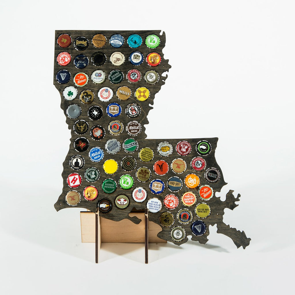 Beer Cap Map, Bottle Cap Map made by BottleCapArt in New Orleans